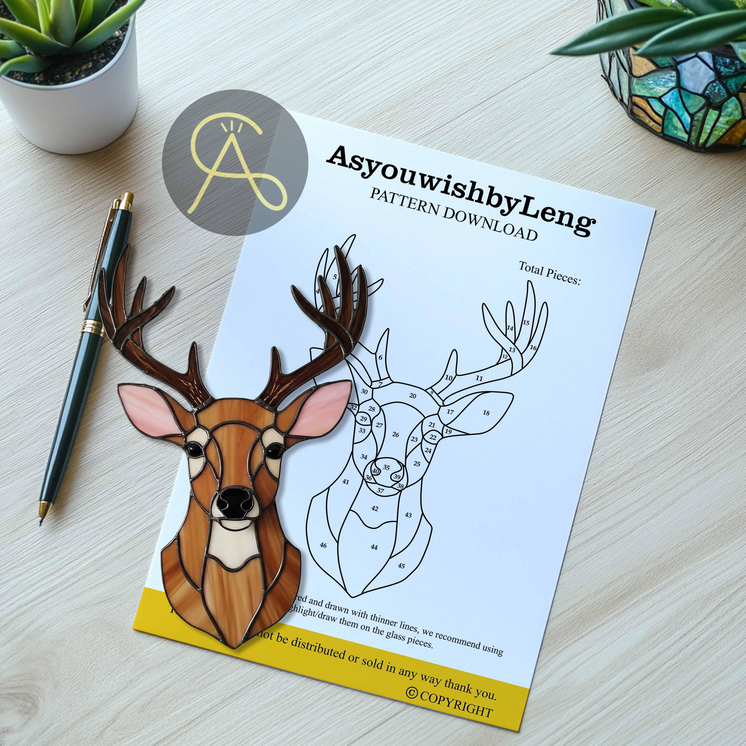 Deer Head Stained Glass Pattern: DIY Home Decor (PDF Pattern) - Etsy