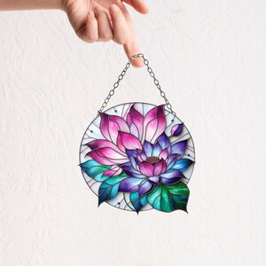 Purple Lotus Window Hanging, Flowers Acrylic Window Hanging Art ...