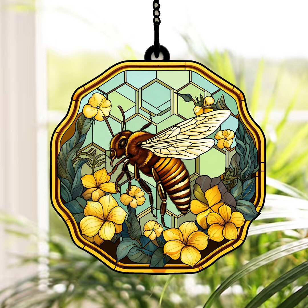 Honey Bee and Hive Window Decor, Bee Wall Decor, Acrylic Honey Bee ...