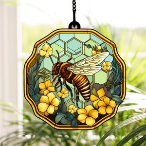 Honey Bee and Hive Window Decor, Bee Wall Decor, Acrylic Honey Bee ...