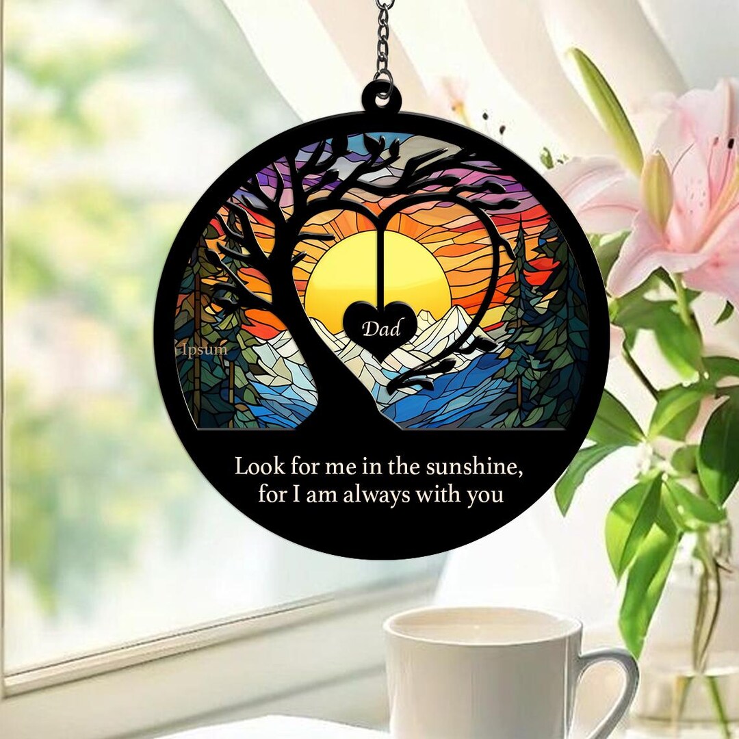 Personalized Memorial Suncatcher, Custom Dad Suncatcher, Loss of Dad ...