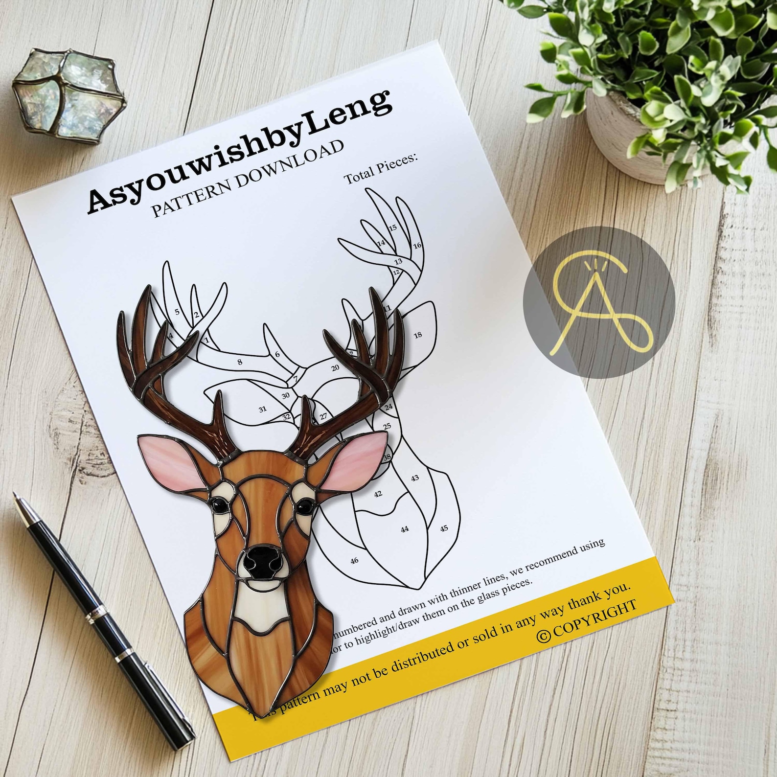 Deer Head Stained Glass Pattern: DIY Home Decor (PDF Pattern) - Etsy