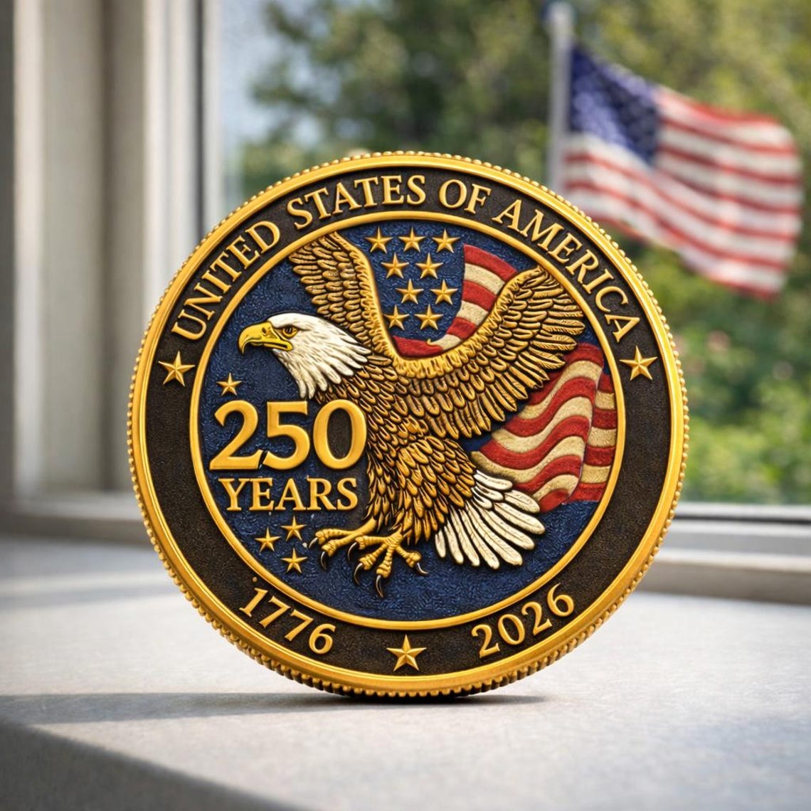 United States 250 Years of Freedom 3D Art Coin, 1776-2026, 250TH ...