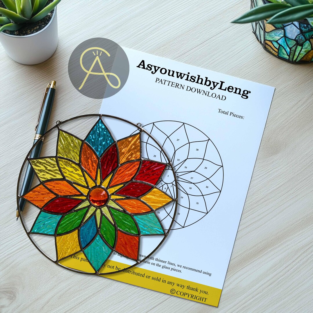 Geometric Flower Stained Glass Pattern: Southwestern Suncatcher (PDF ...