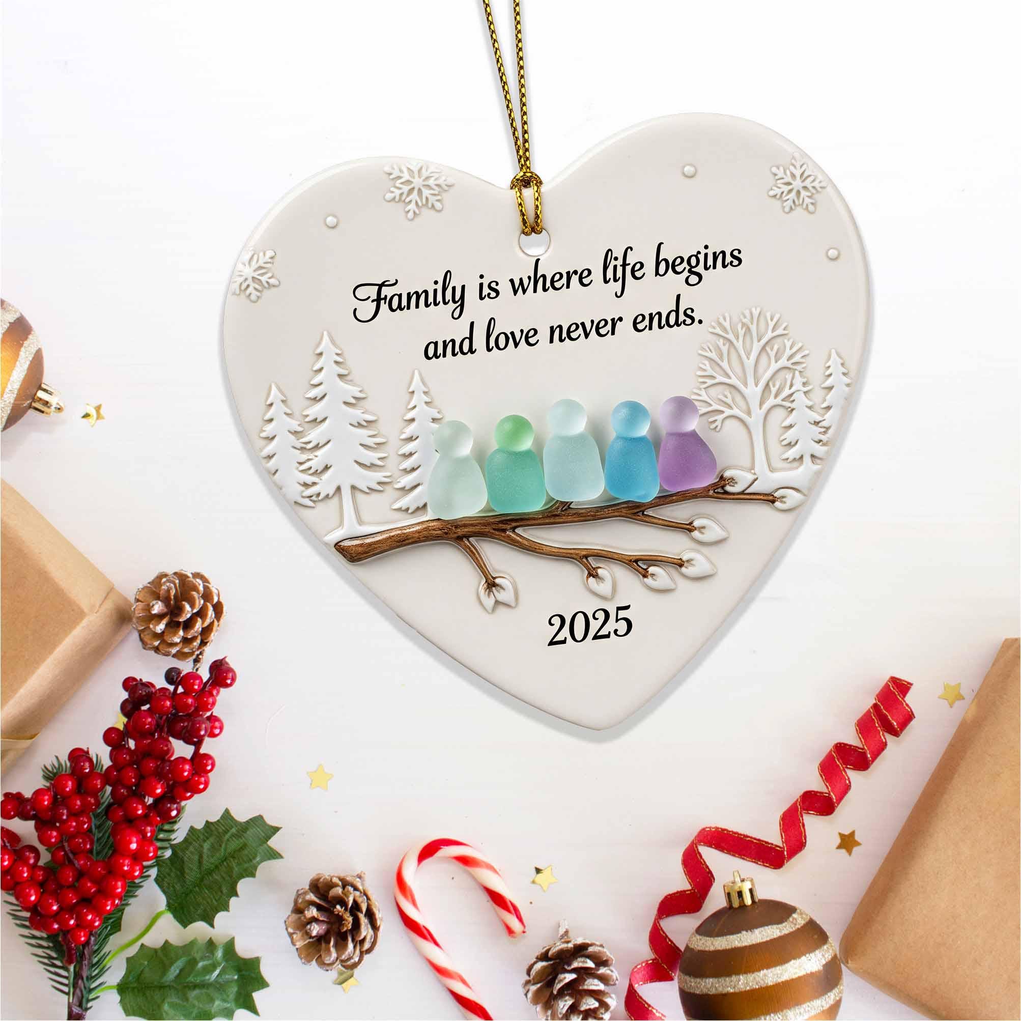 Personalized Sea Glass Family Tree Ornament: Custom Keepsake Gift - Etsy