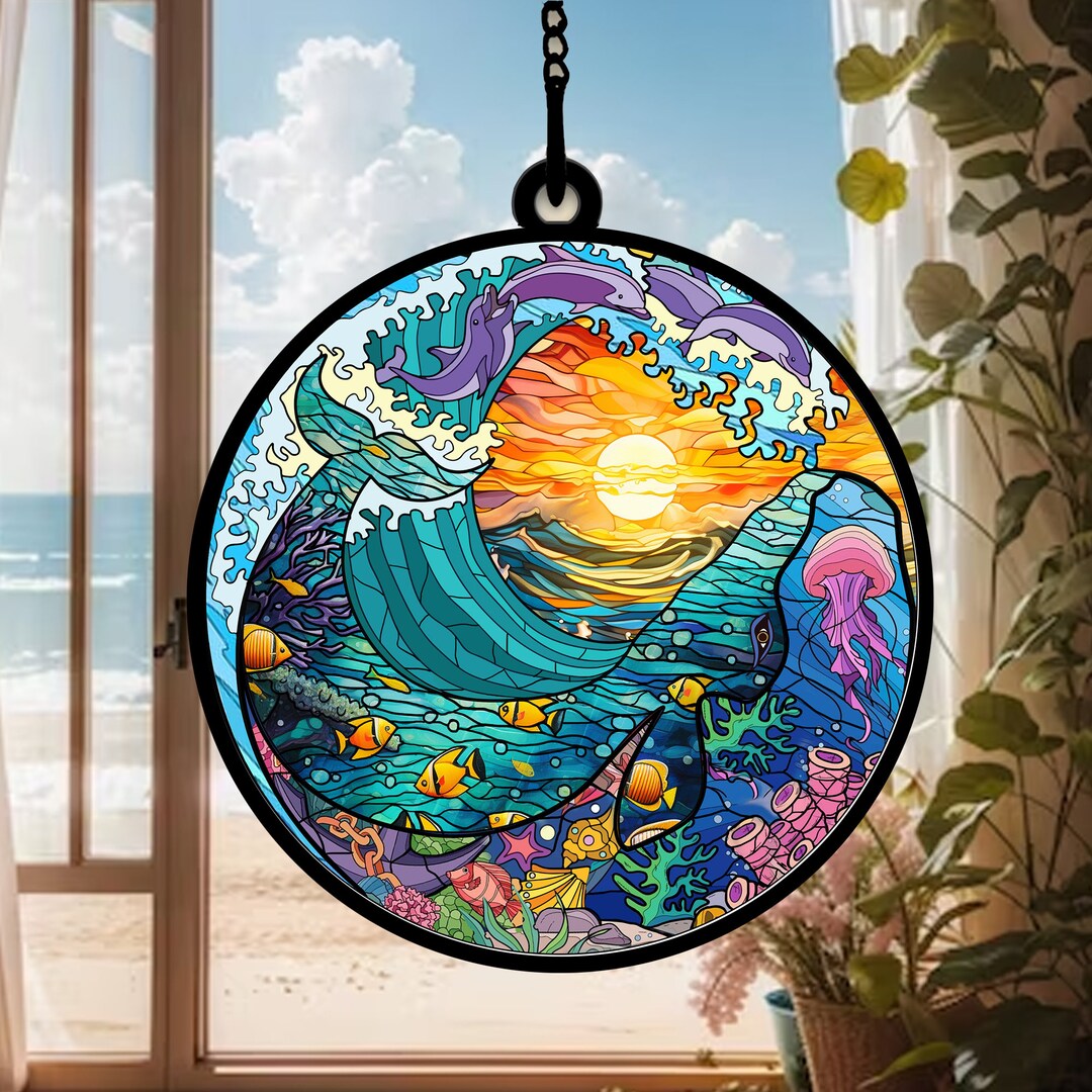 Ocean Wave Window Decor, Acrylic Ocean Mysterious, Window Hangings ...