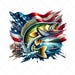 Walleye Fishing PNG With USA Flag and Lake Scene, Patriotic Digital ...