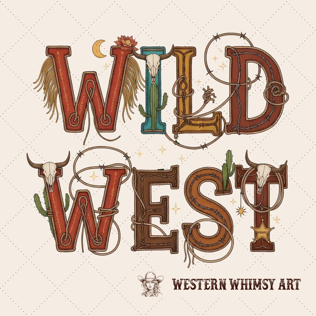 Wild West Png – Western Rope Lettering PNG, Rustic Wild West Digital ...