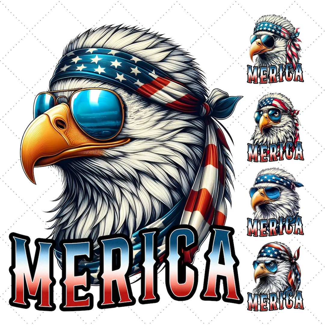 Patriotic Eagle PNG Bundle: American Flag, 4th of July (digital ...