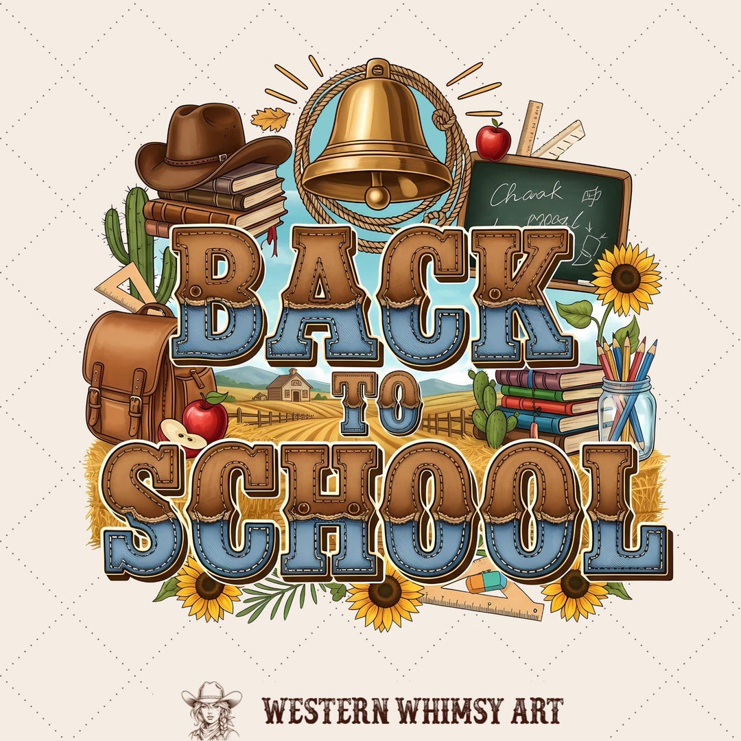 Western Back to School PNG: Cowgirl Cowboy Classroom Graphic (digital ...