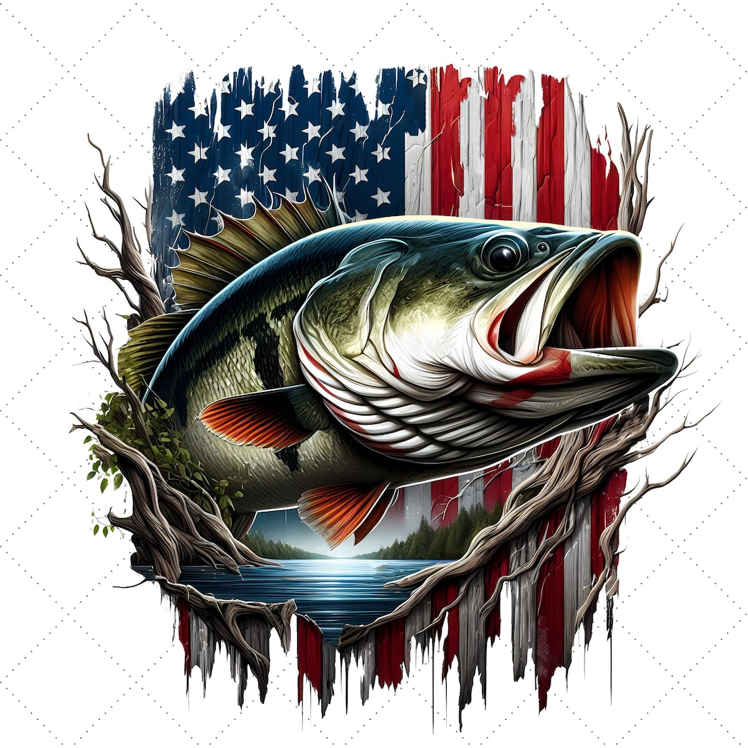 Bass Fish American Flag Sublimation Design (digital Download) - Etsy