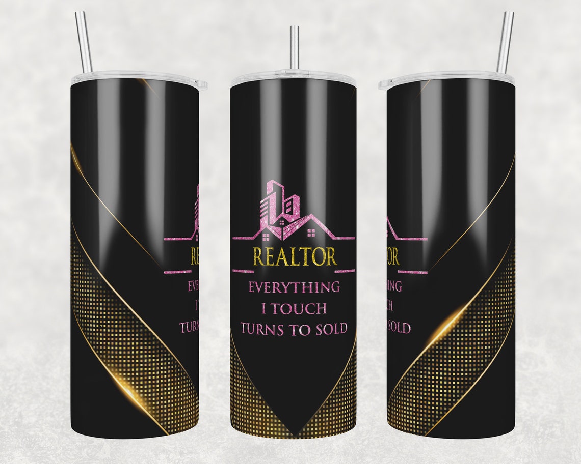 Realtor Gold Glitter Tumbler Wrap: Real Estate Agent PNG (digital ...