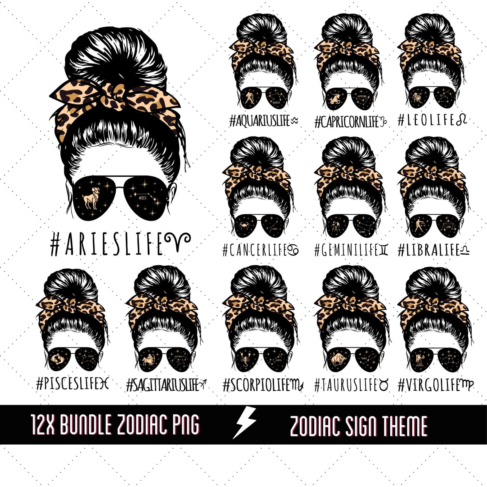 Zodiac Signs Bundle Png 12x Horoscope Bundle Digital - Etsy