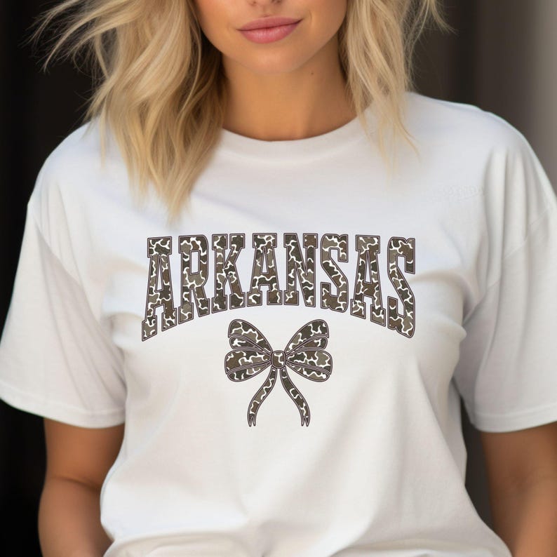 Arkansas Camo Varsity PNG: Coquette Bow, State Pride Design (digital ...