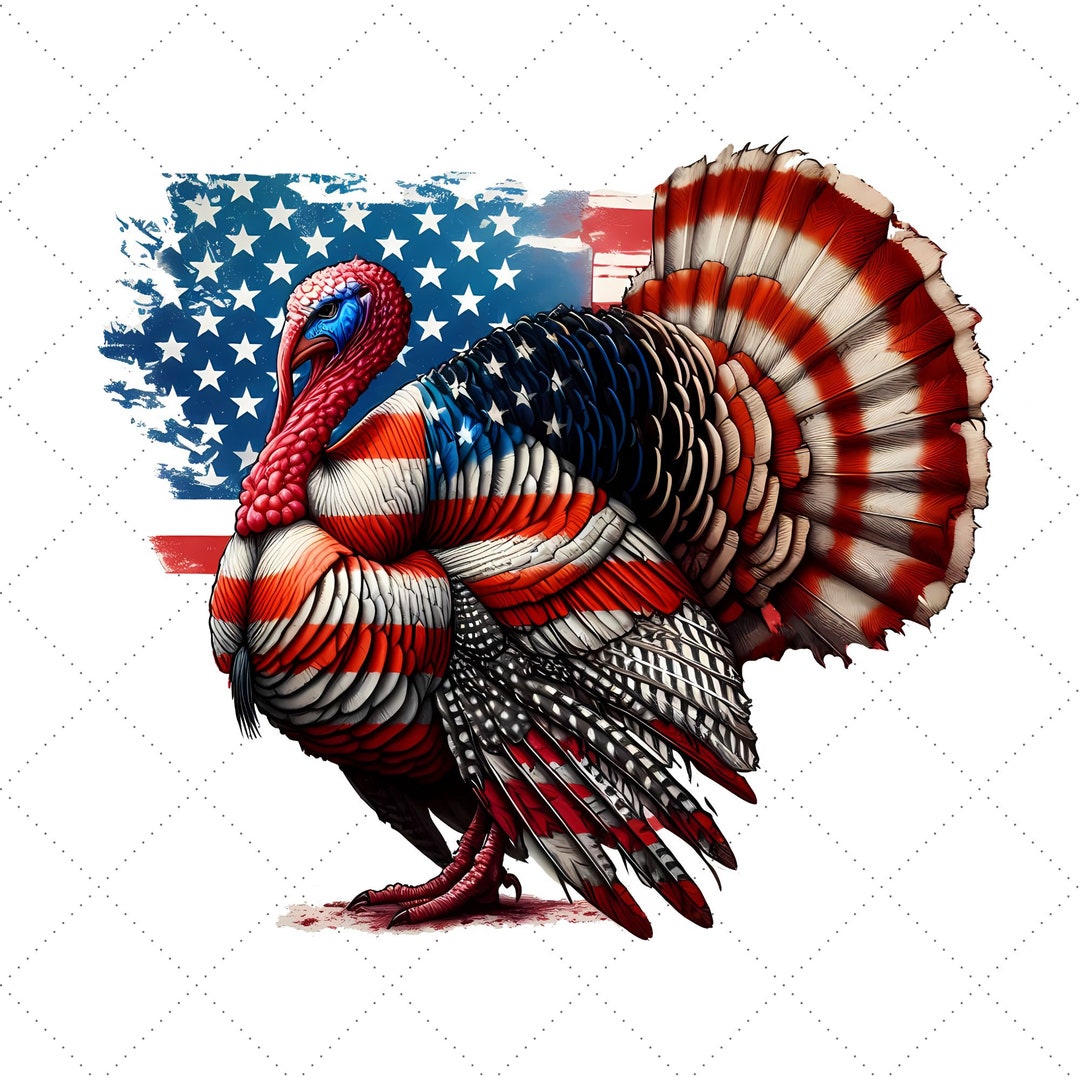 American Turkey Hunting Png, 4th of July Flag Turkey Sublimation Png ...