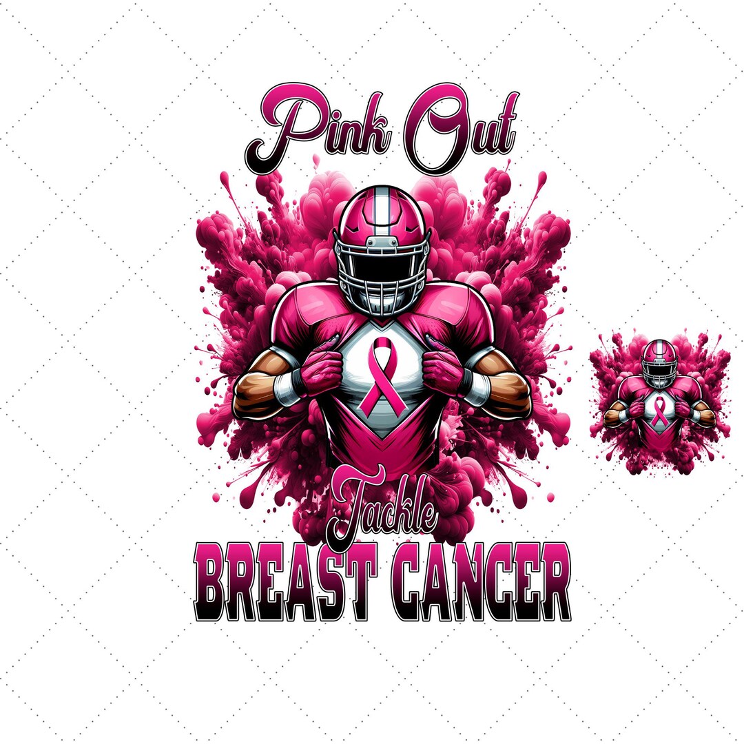 Pink Out Football Player PNG: Breast Cancer Awareness (digital ...