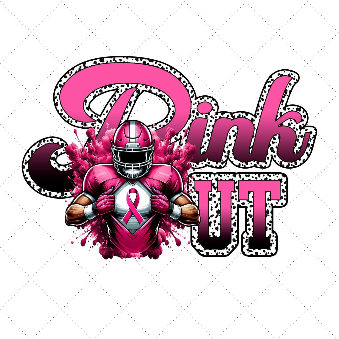 Pink Out Football Player Png, Dalmation Text Breast Cancer, Pink Ribbon ...