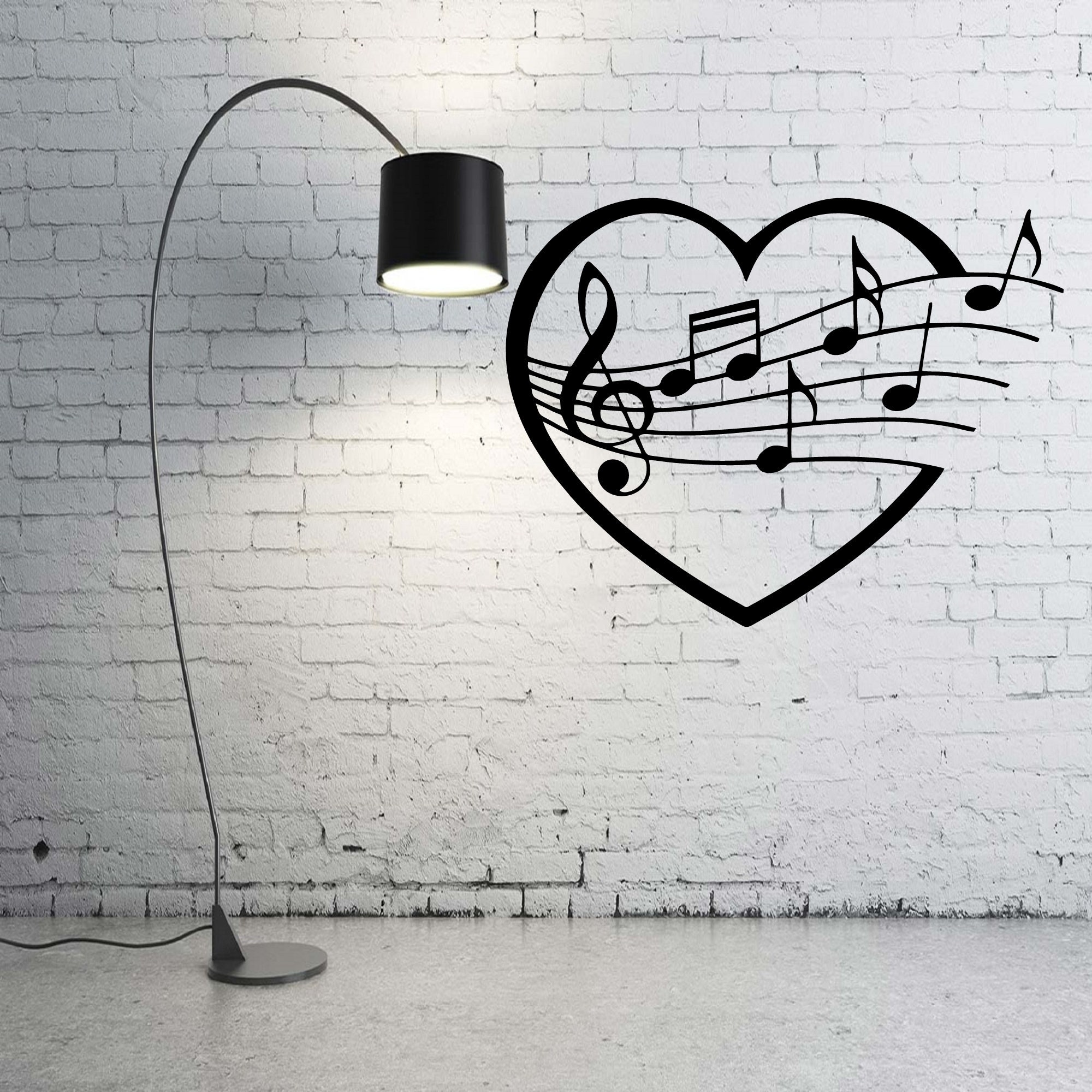Music Notes and Heart Metal Wall Art / Metal Wall Decor / Heart Shaped ...