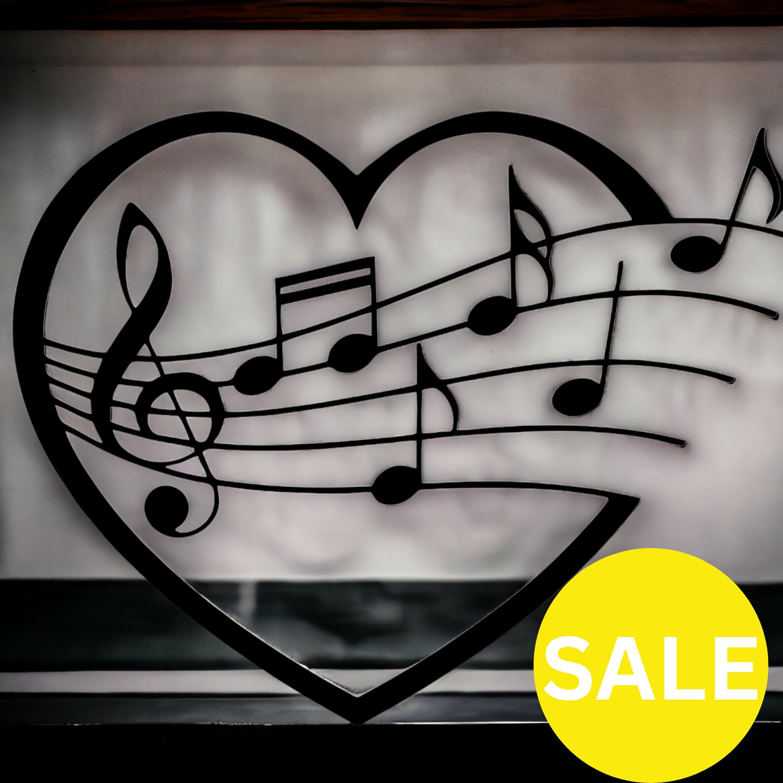 Music Notes and Heart Metal Wall Art / Metal Wall Decor / Heart Shaped ...