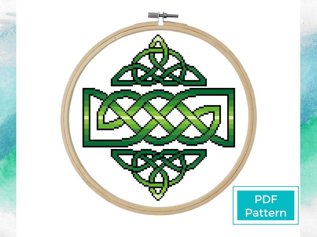 Celtic Knot Cross Stitch Pattern. St Patrick's Day Cross Stitch Border ...