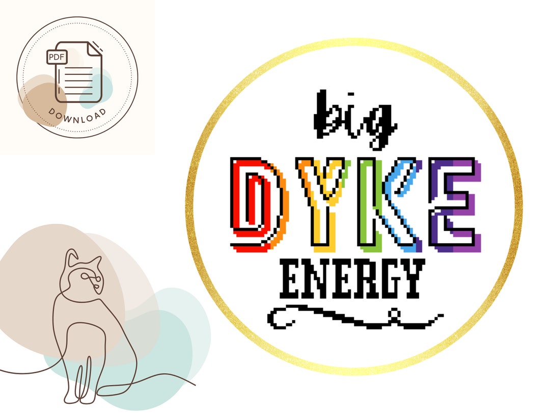 Big Dyke Energy Cross Stitch Pattern. Queer Cross Stitch. LGBTQ+ ...