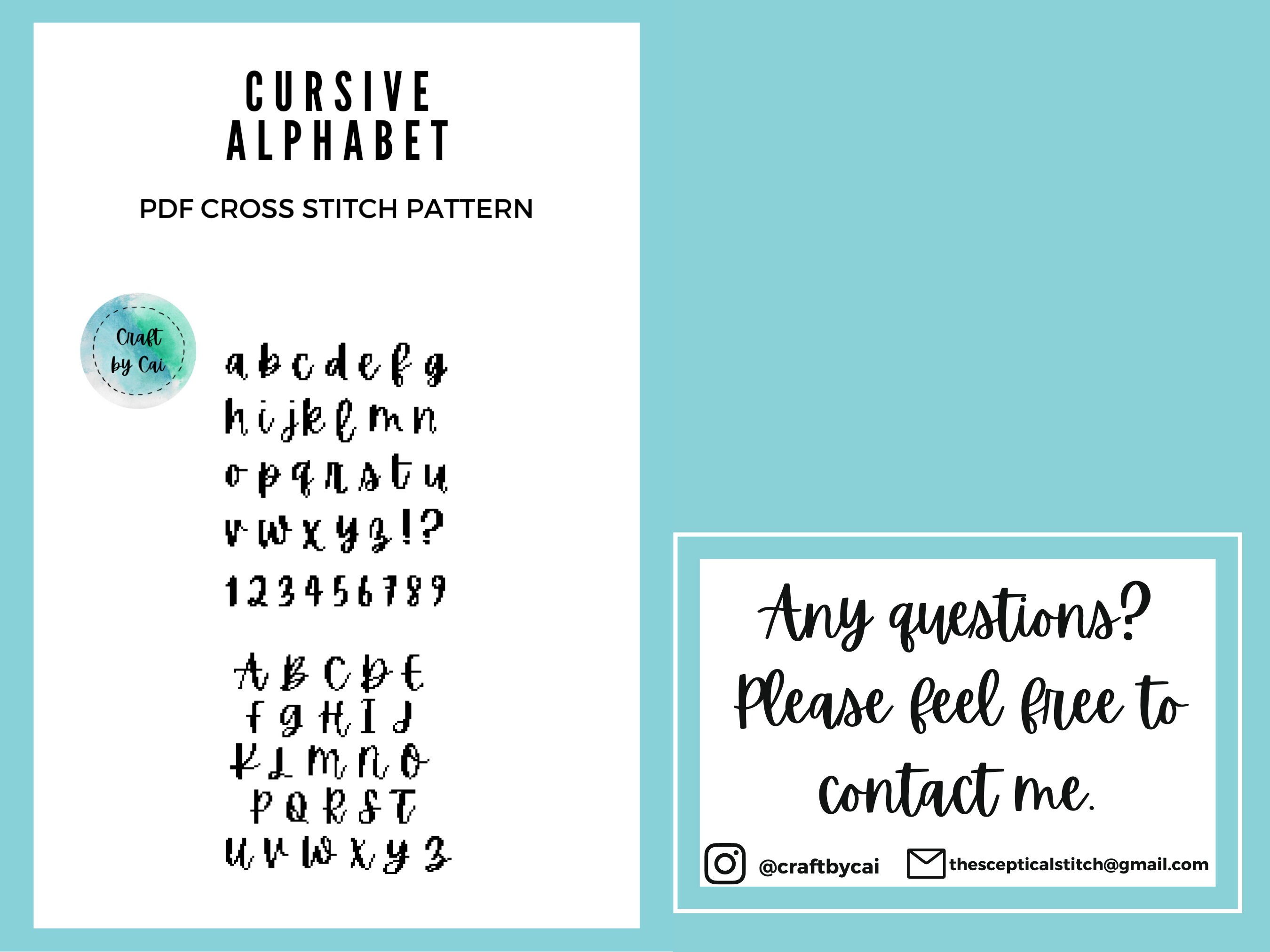 Cursive Alphabet Cross Stitch PDF Pattern - Etsy