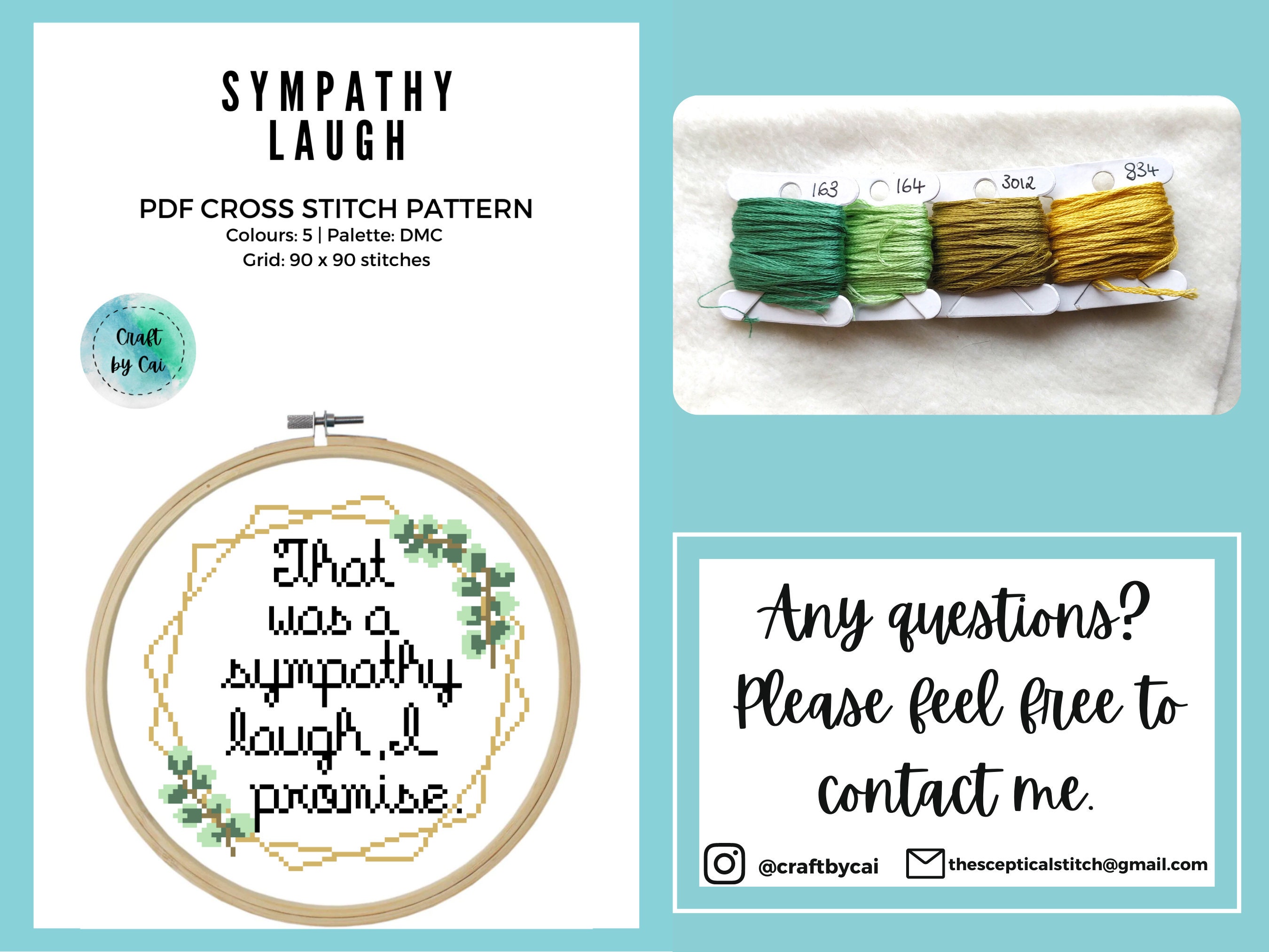 Sympathy Laugh Subversive Cross Stitch Pattern. Cheeky Counted Cross ...