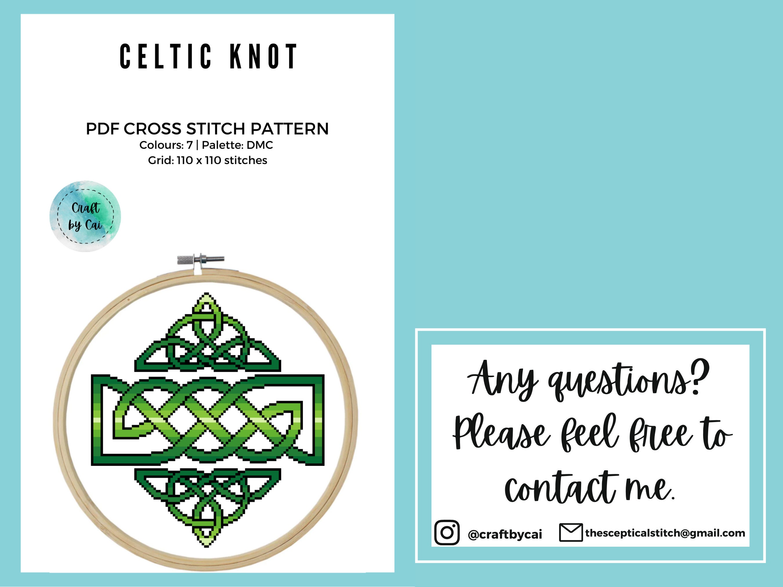 Celtic Knot Cross Stitch Pattern. St Patrick's Day Cross Stitch Border ...