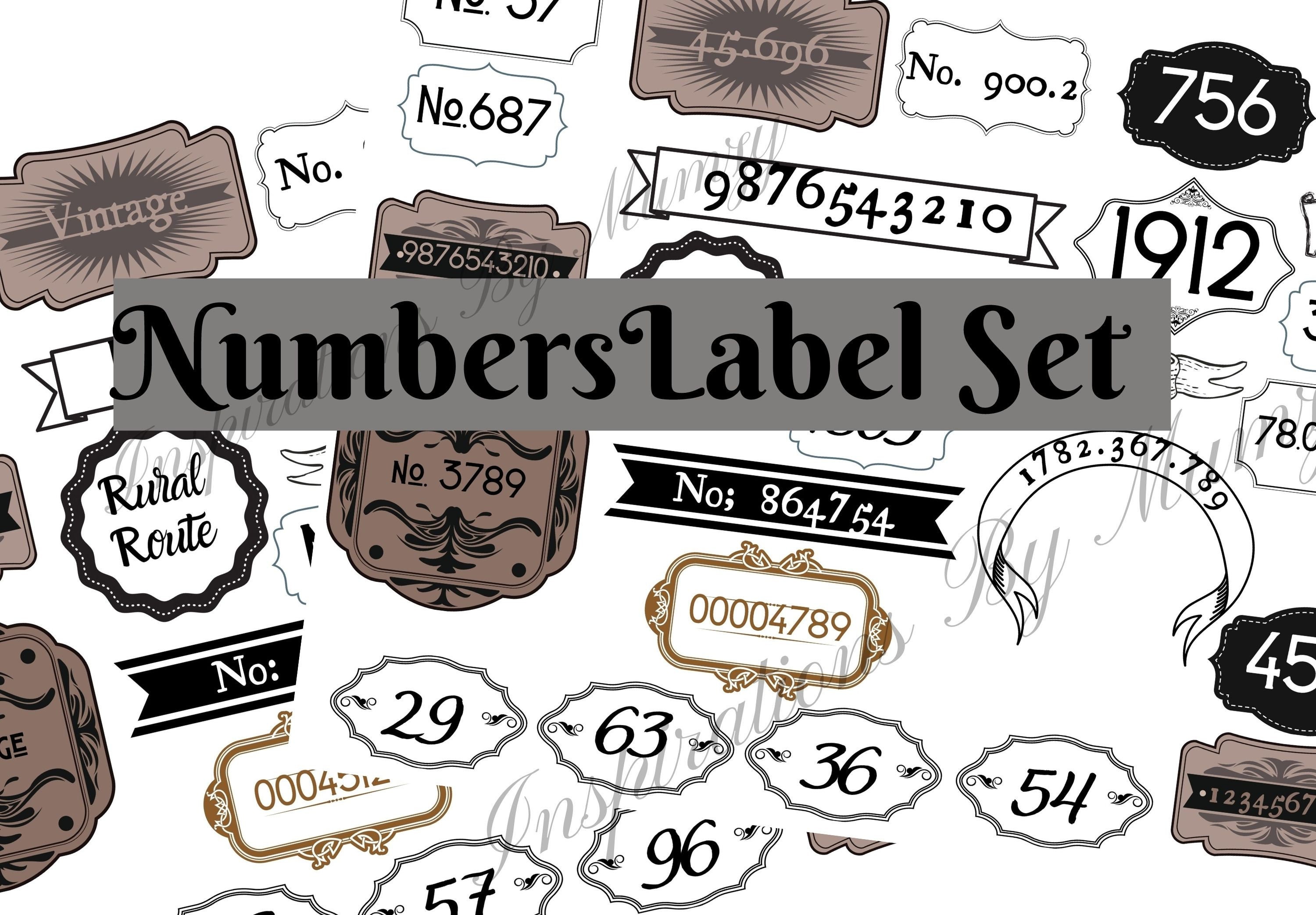 Digital Vintage Numbers Labels on Collage Sheet Instant | Etsy