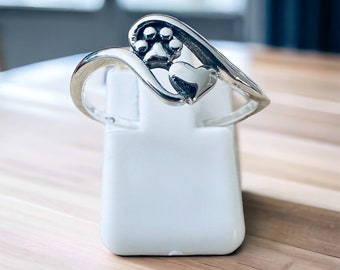 Sterling Silver Dog Ring, Sterling Silver Paw Ring, Sterling Silver ...