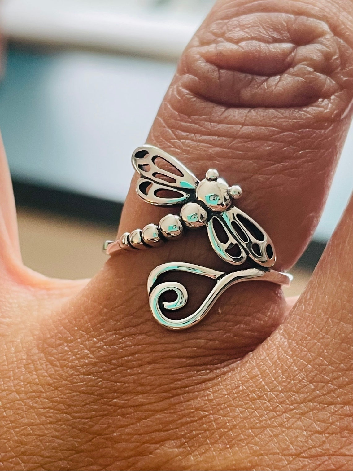 Sterling Silver Dragonfly Wrap Ring - Etsy