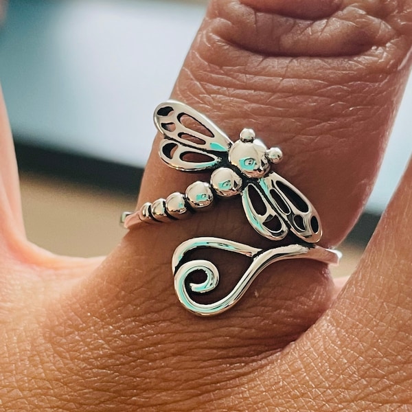 Silver Dragonfly Ring - Etsy
