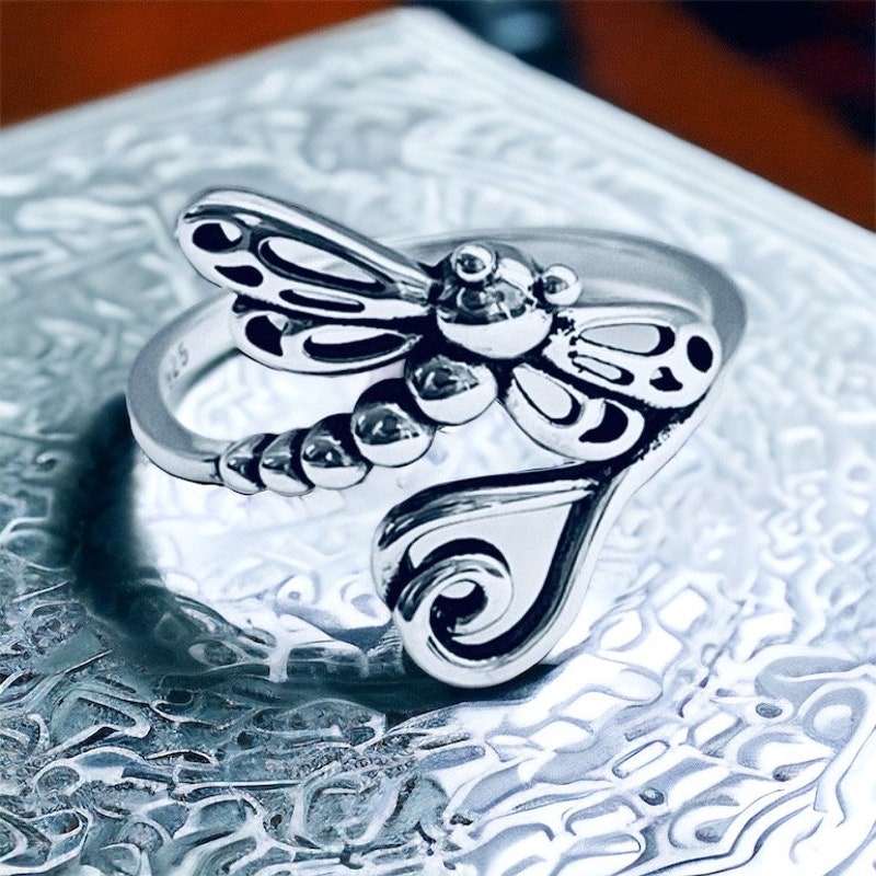 Silver Dragonfly Ring - Etsy