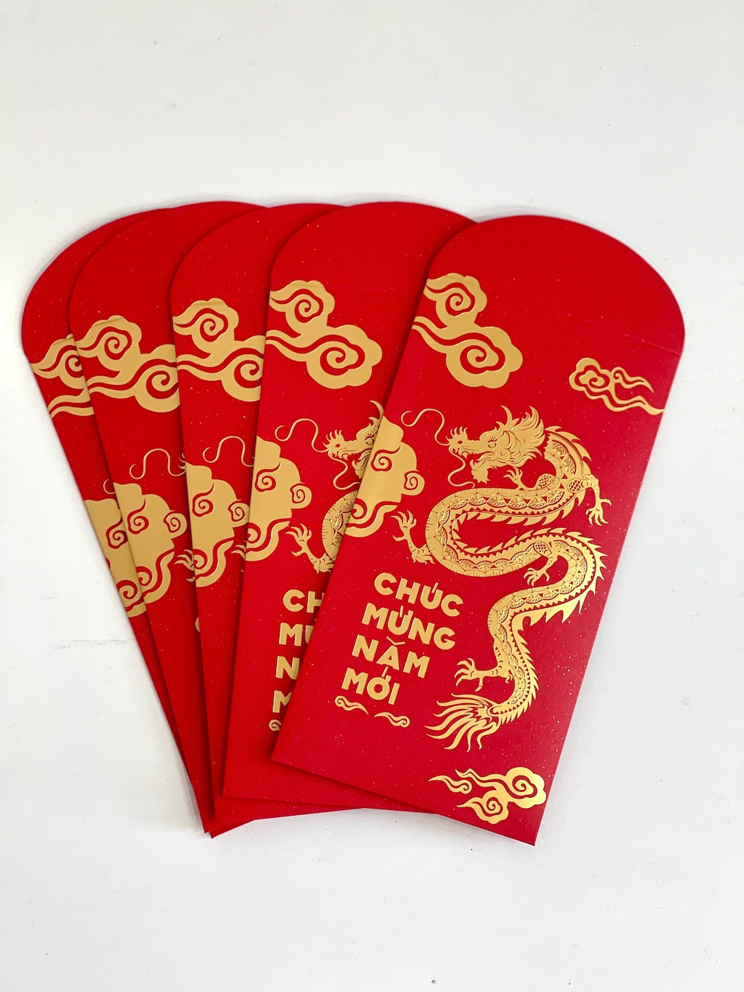 Red Envelope: Bao Lì Xì for Vietnamese Lunar New Year / Tết 1 Pack of 5 ...
