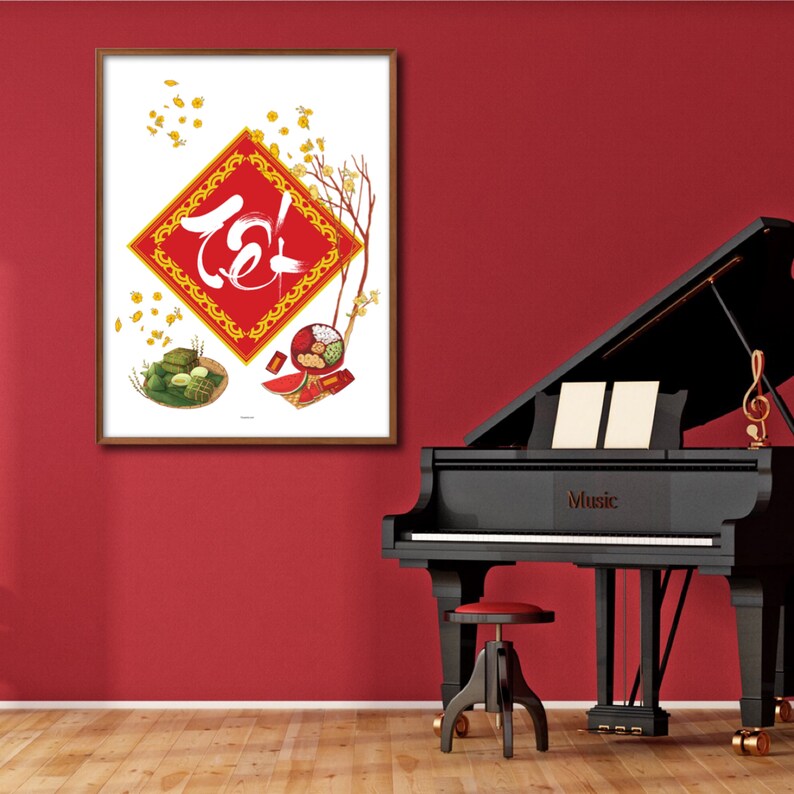 PRINTABLE Tet Poster | Digital Download Art | Lunar New Year Wall Art ...