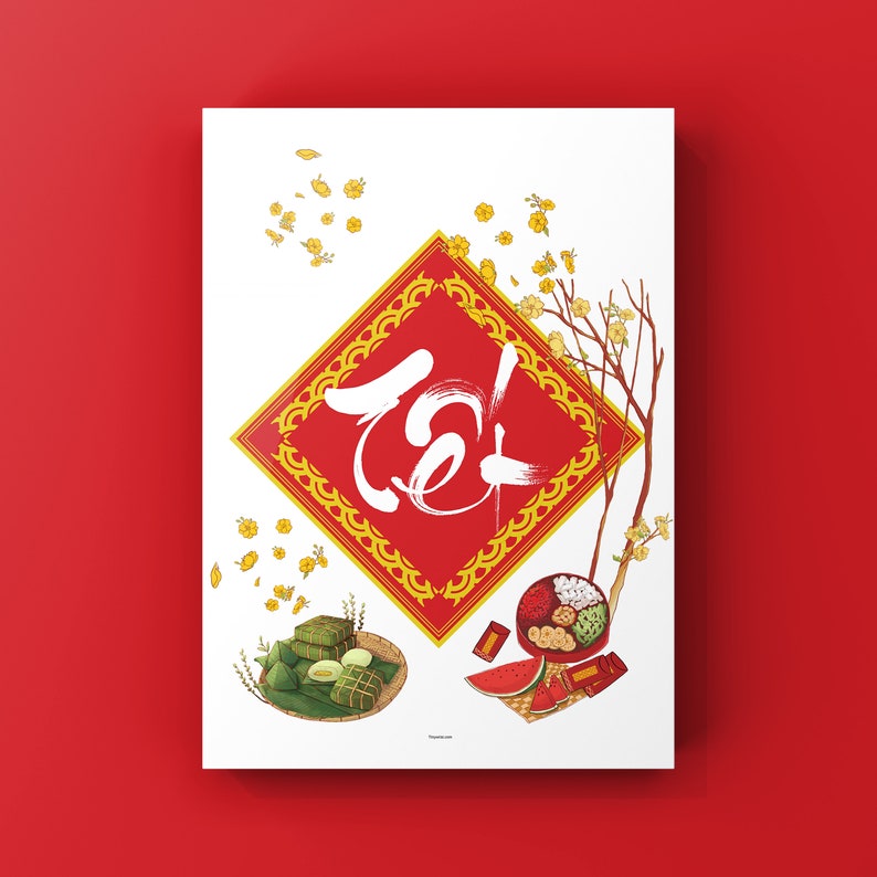 PRINTABLE Tet Poster Digital Download Art Lunar New Year Wall Art ...