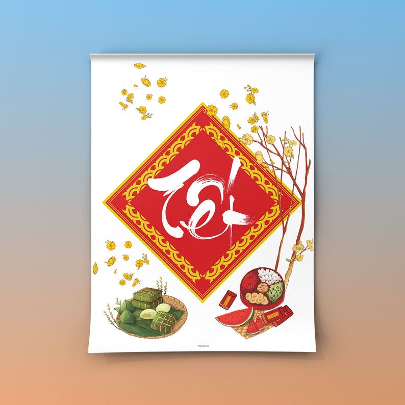 PRINTABLE Tet Poster Digital Download Art Lunar New Year Wall Art ...