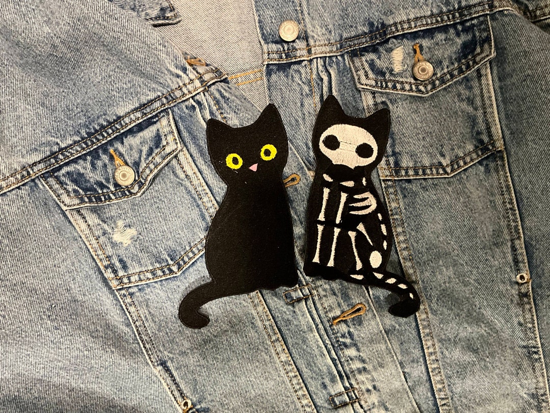 Large Twin Spooky Black Cat Patches - Etsy