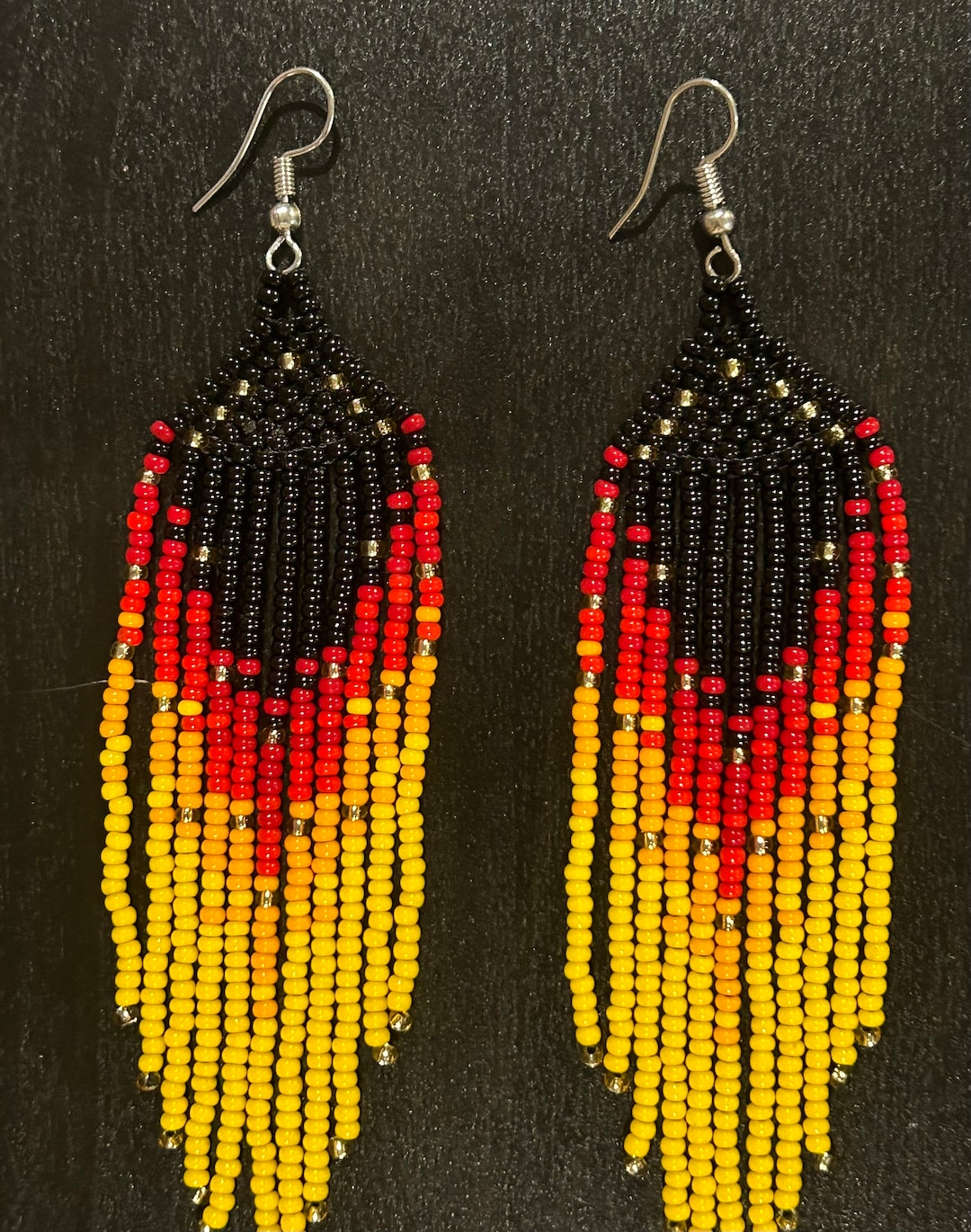 Colombian Bead Hand Woven Earrings * Circle of Fire - Etsy