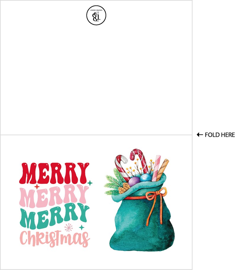 Digital Printable Christmas Card, Instant Download, Happy New Year Card ...