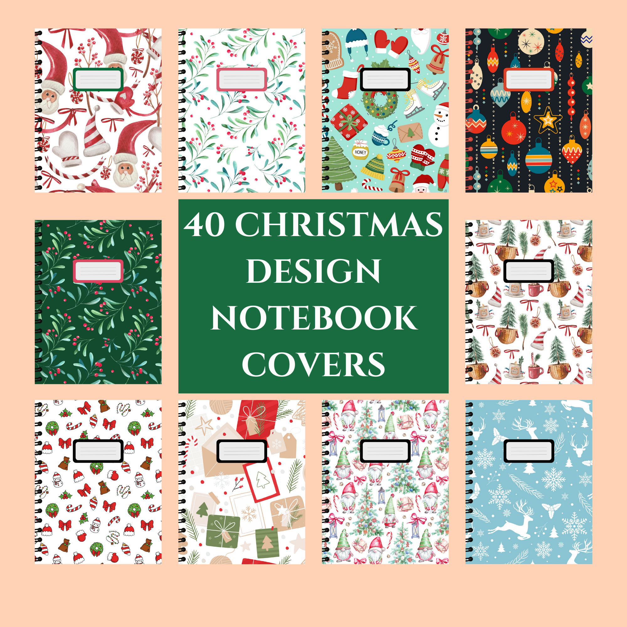Christmas Design Notebook Covers,goodnotes Cover, Printable Notebook ...