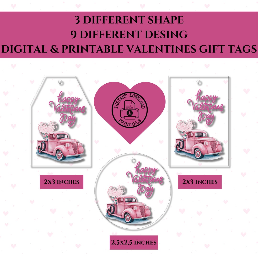 Love Tag, Valentines Gift Tag Template, Digital Download, Colorful Gift ...