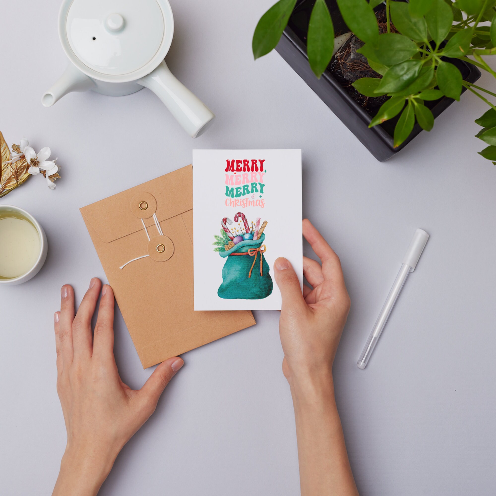 Digital Printable Christmas Card, Instant Download, Happy New Year Card ...