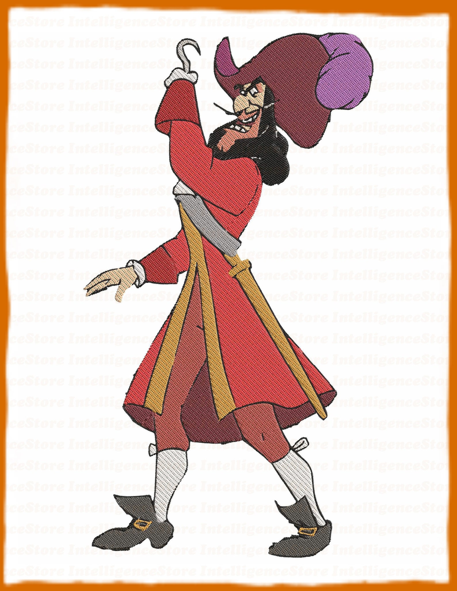 Captain Hook Peter Pan Filled Embroidery Design 1 Instant Download - Etsy