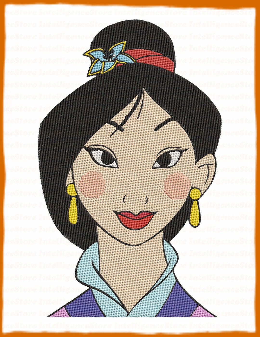 Face Fa Mulan Filled Embroidery Design 1 - Instant Download - Etsy