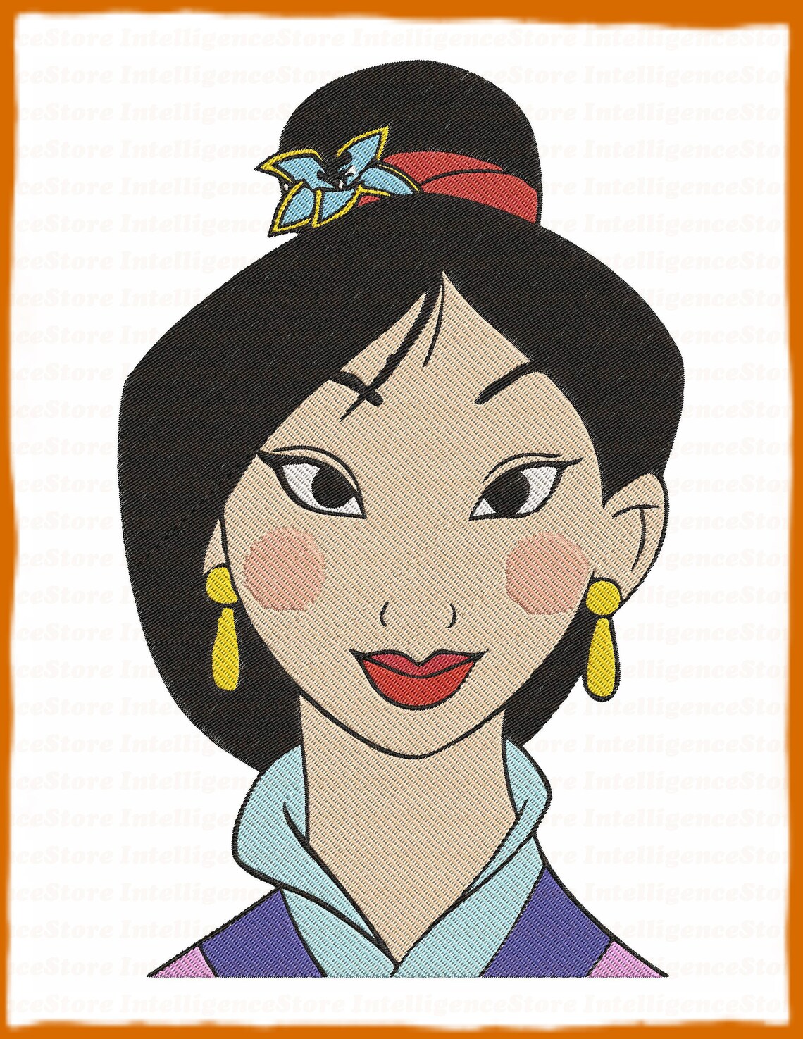 Face Fa Mulan Filled Embroidery Design 1 Instant Download - Etsy