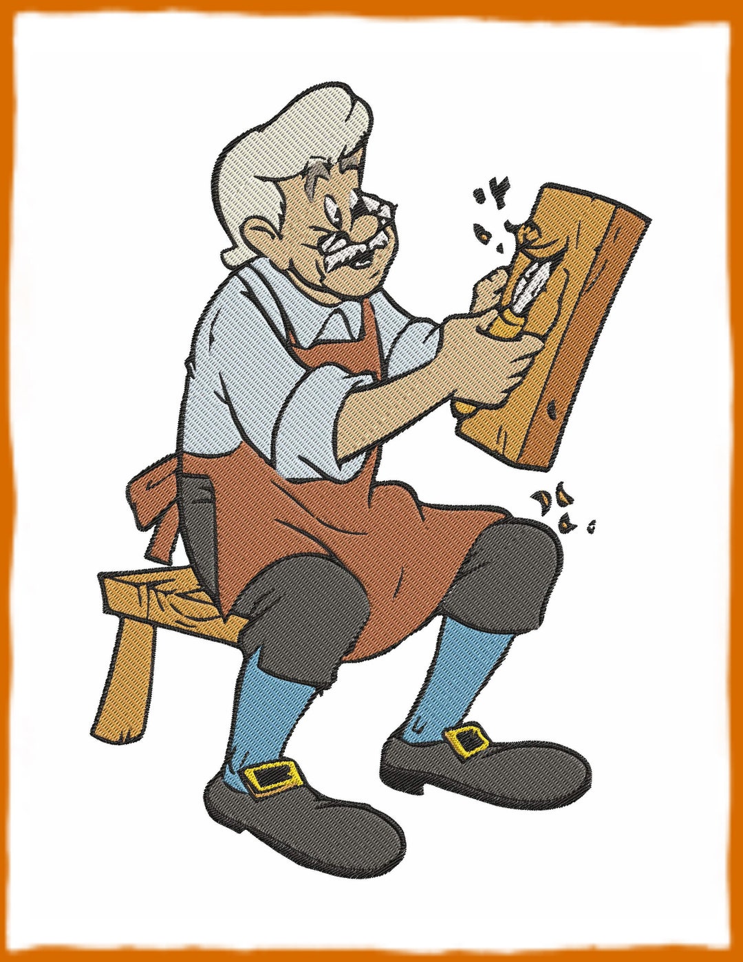 Geppetto Pinocchio Filled Embroidery Design 1 - Instant Download - Etsy