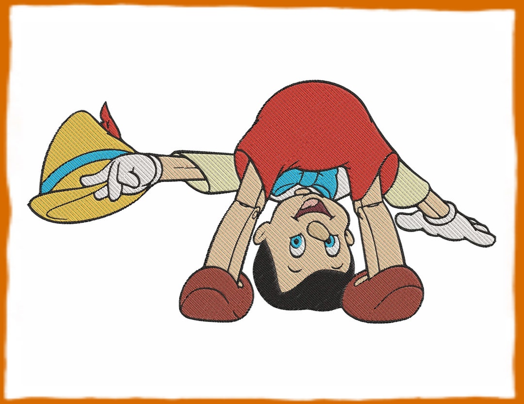 Upside Down Pinocchio Filled Embroidery Design - Instant Download - Etsy