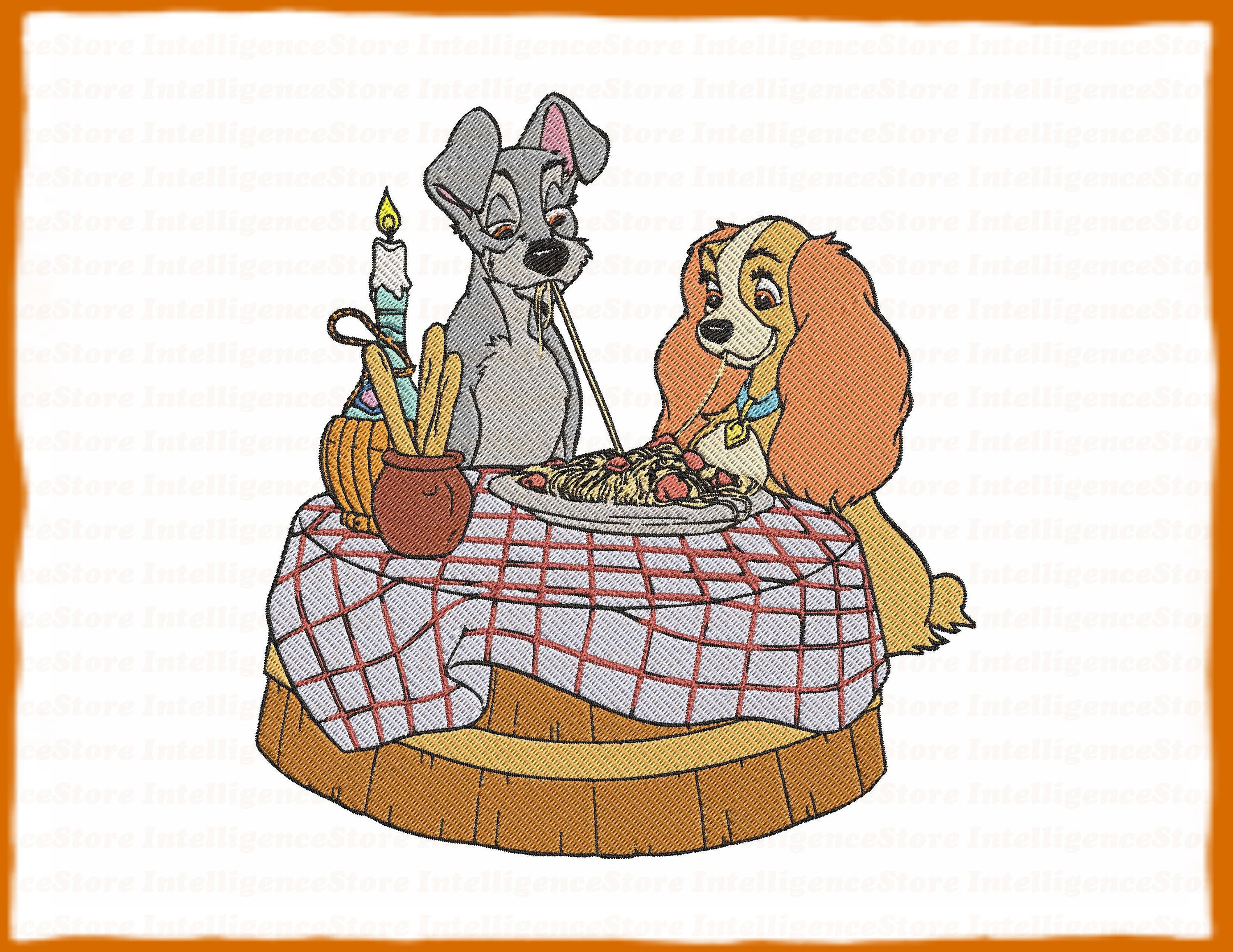 Lady and the Tramp Filled Embroidery Design 29 Instant Download - Etsy UK