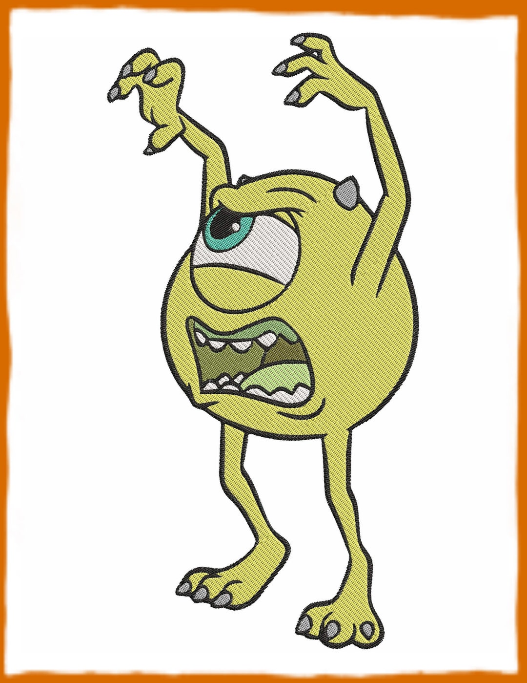 Mike Wazowski Monsters Inc Filled Embroidery Design 10 - Instant ...